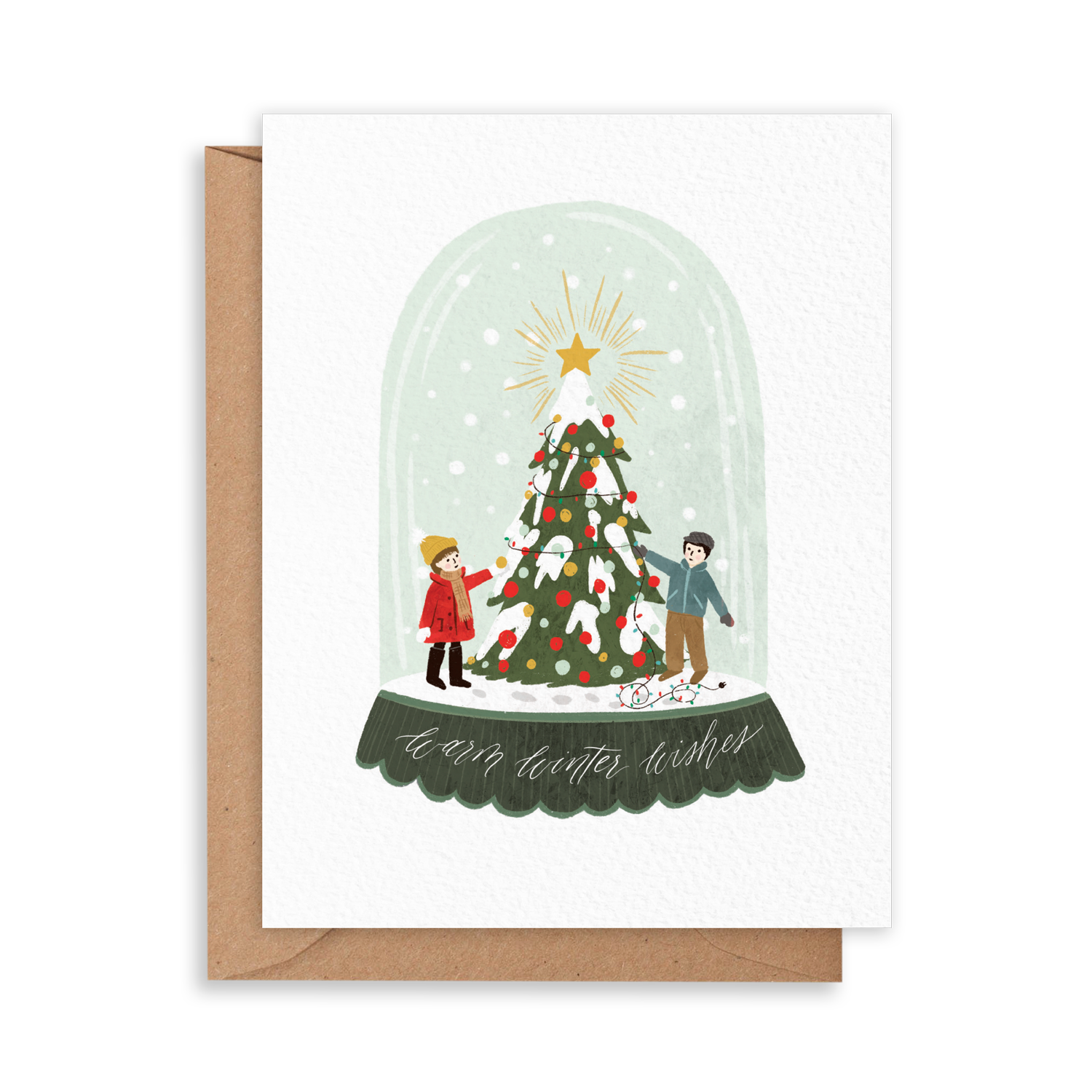 Let It Snow Christmas Snow Globe Greeting Card – Papelu Studio