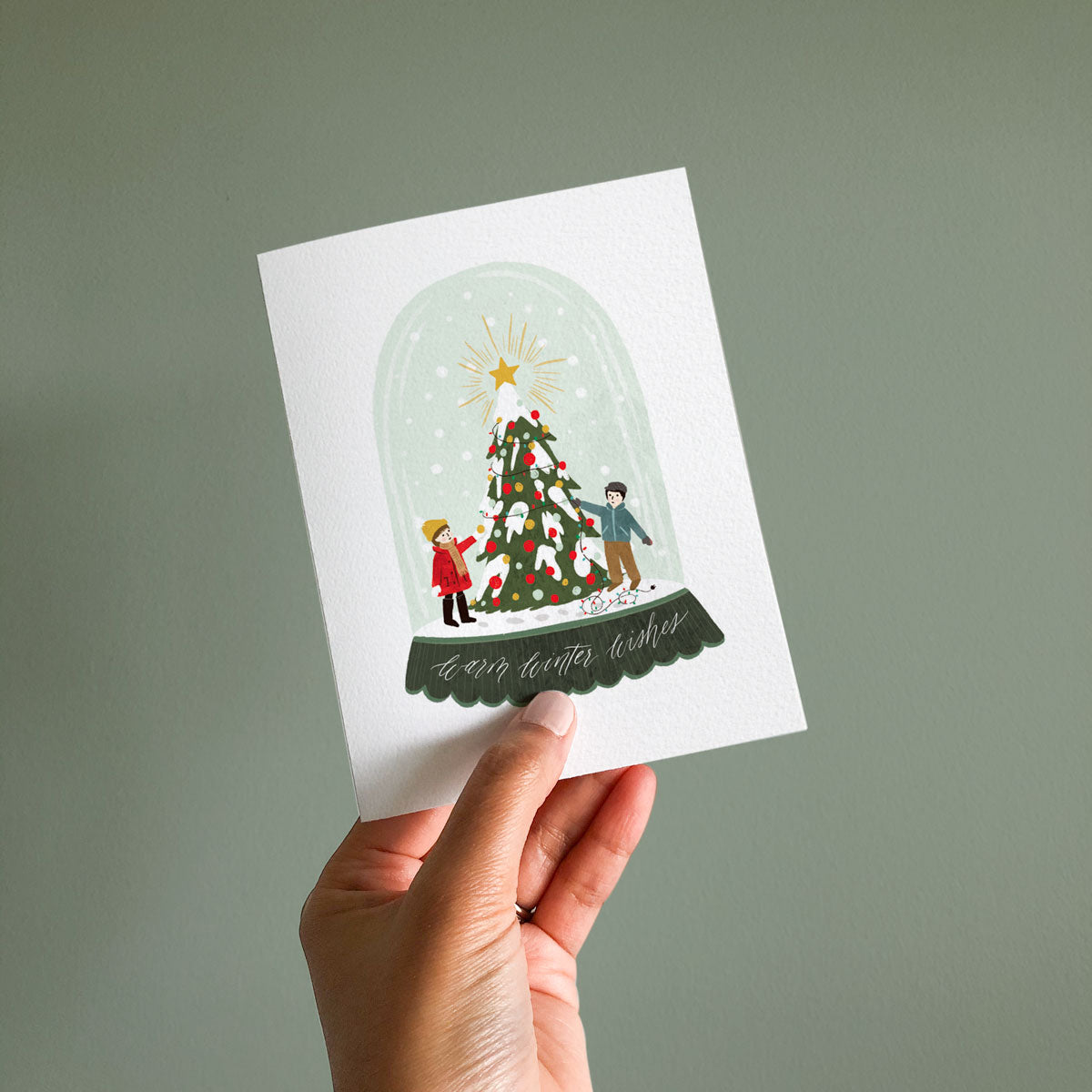 Let It Snow Christmas Snow Globe Greeting Card – Papelu Studio